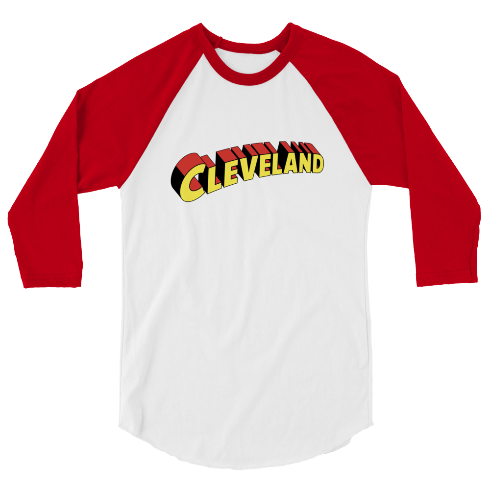 Cleveland Superhero 3/4 Baseball T-Shirt | Cleveland Vintage Shirts
